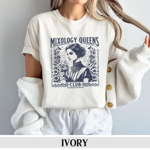 Mixology Queens Club T-shirt Women Vintage Cocktail Floral Shirt ...