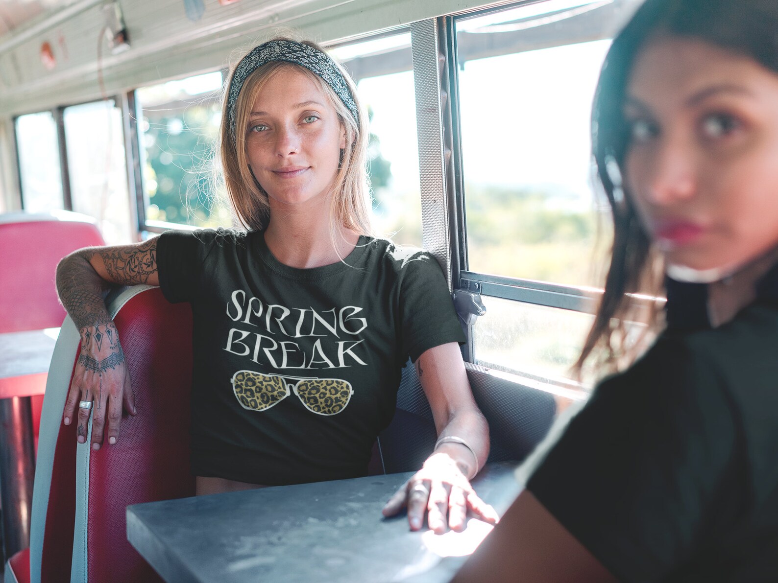 Spring Break Crop Top With Rock and Roll Font With Leopard Print ...