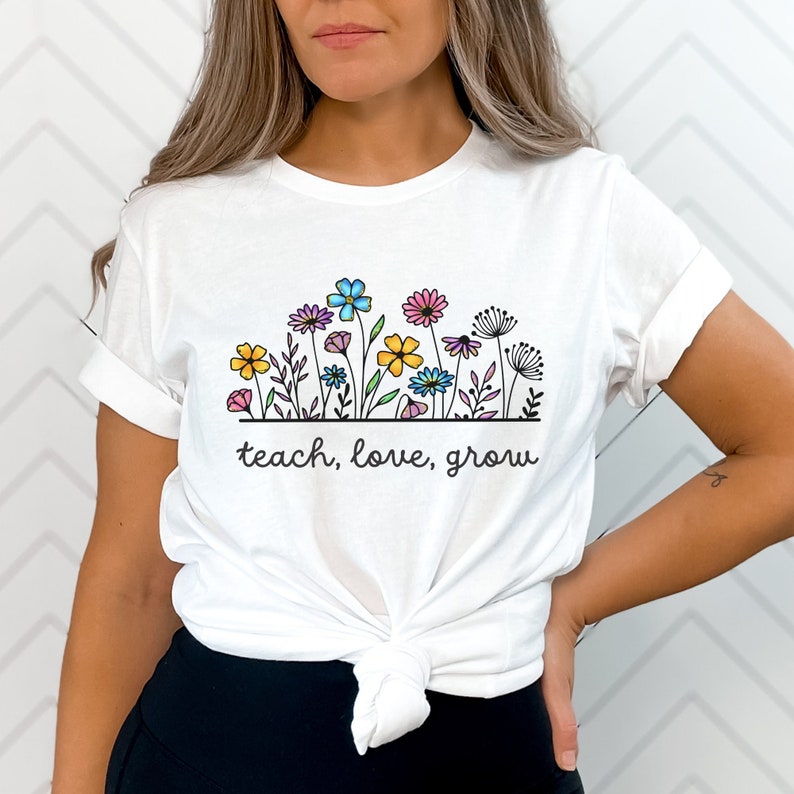 Teacher Wildflower T-shirt Elementary School Teacher Shirt - Etsy
