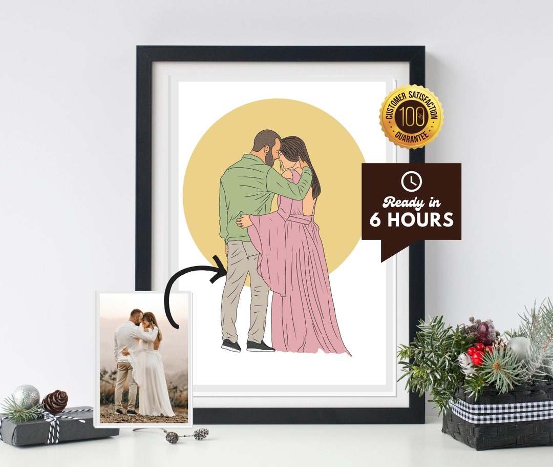 Personalized Wedding Portraits Using Couple Photo Custom Digital Couple ...