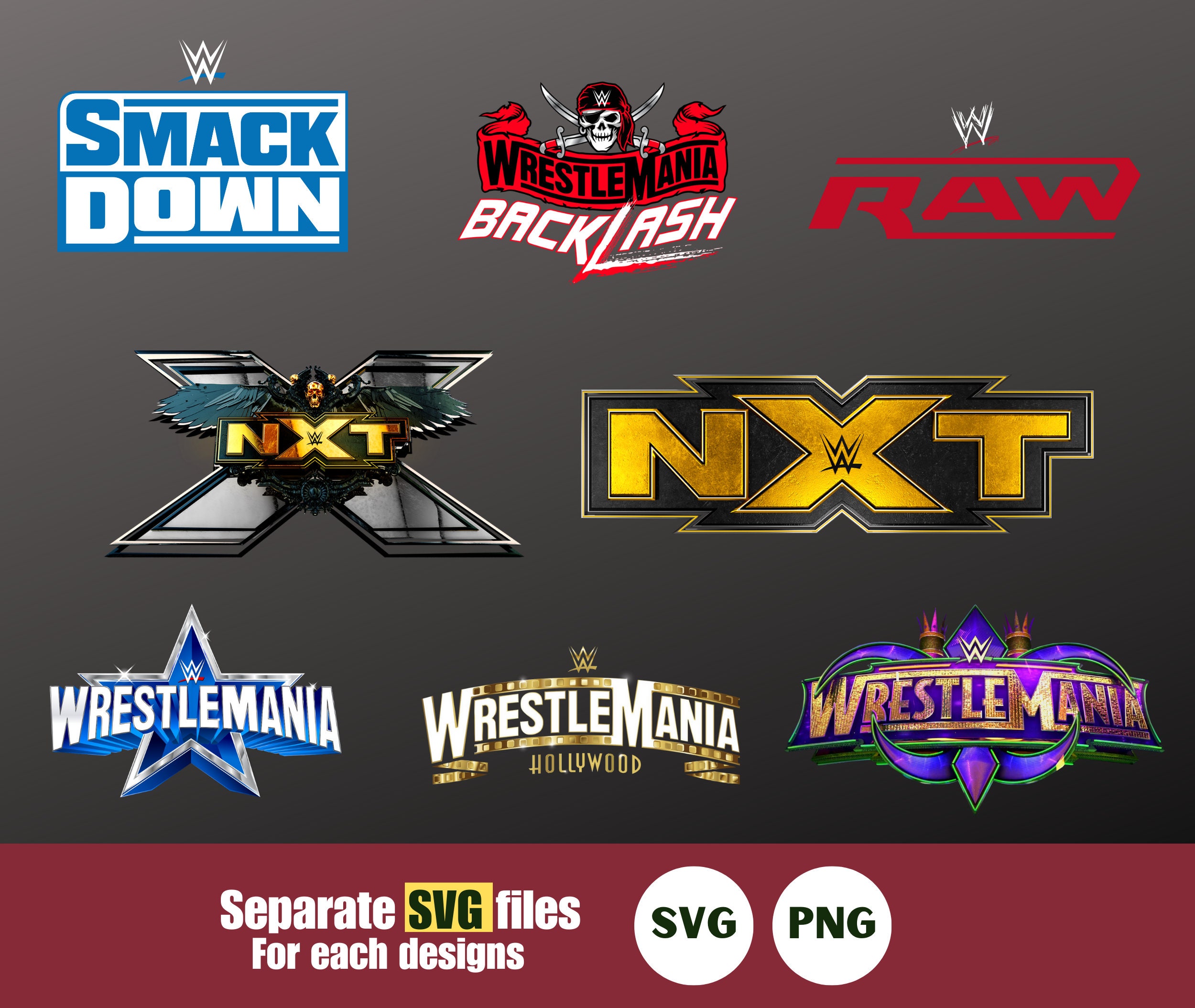 WWE SVG Logo, Smack Down, Wrestlemania Backlash, WWE Raw, Nxt - Etsy