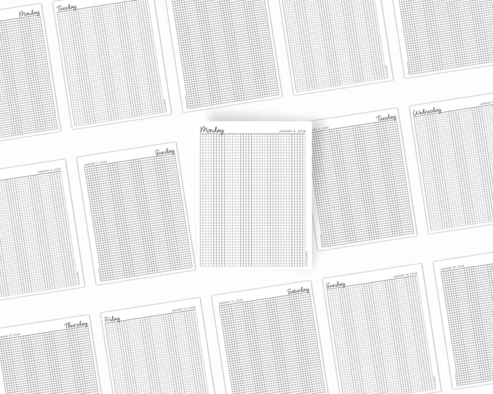 2024 Daily Planner Printable PDF With Grid Design Instant Download ...