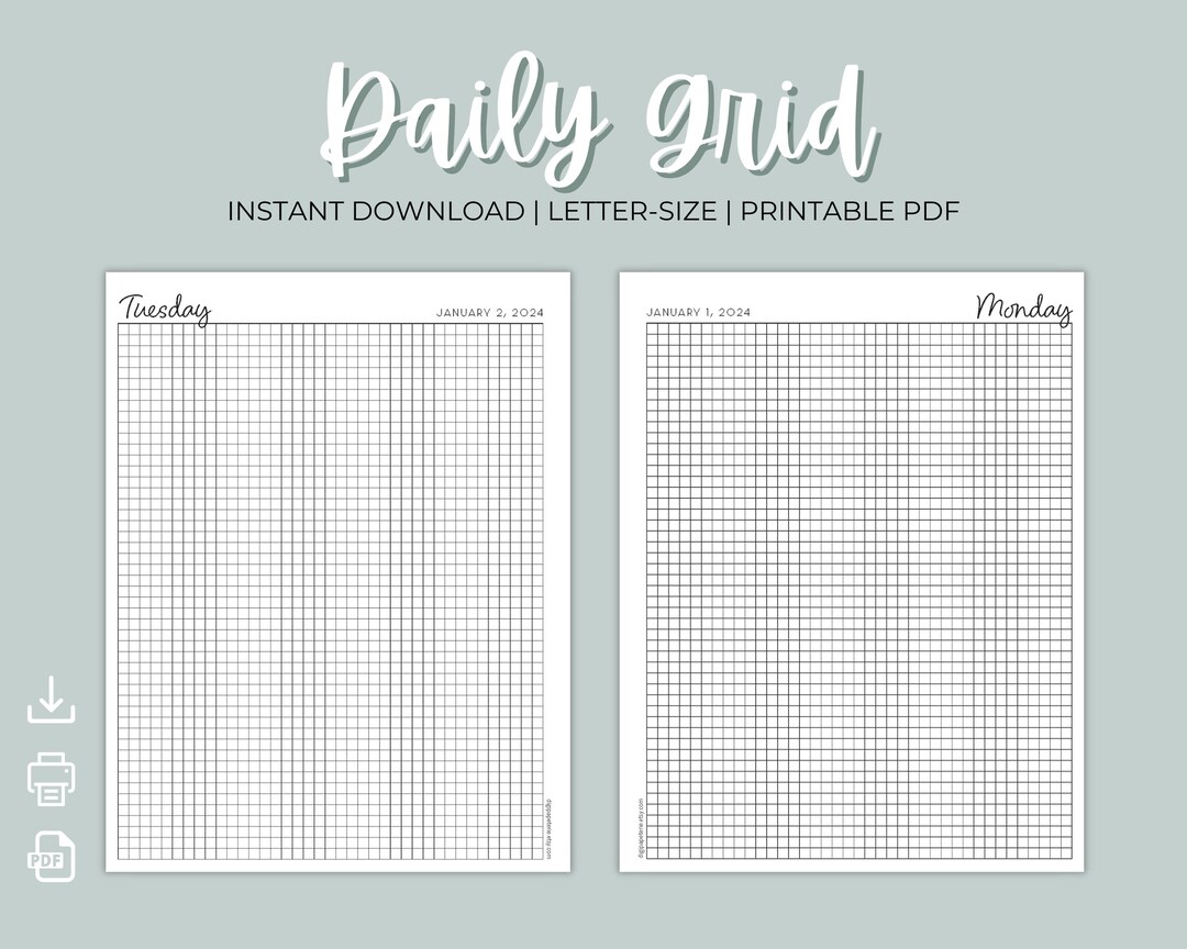 2024 Daily Planner Printable PDF With Grid Design Instant Download ...