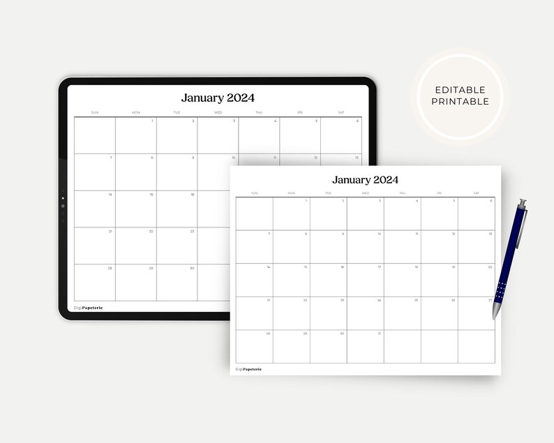 2024 PDF Printable & Fillable Digital Planner Three-year Monthly ...