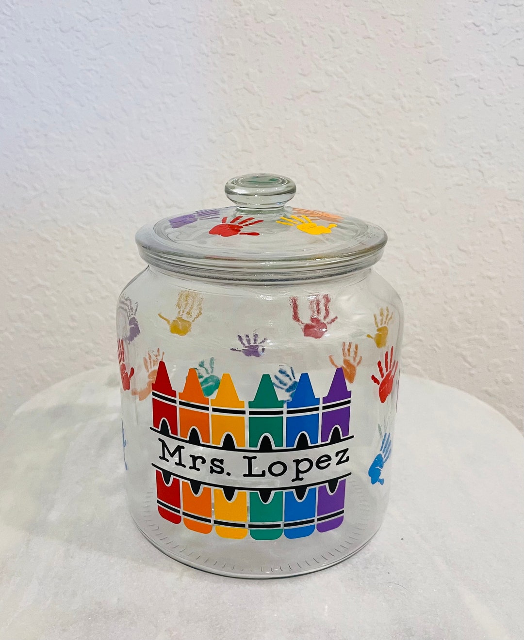 Teachers Jar Gift Crayon Hands Decor - Etsy