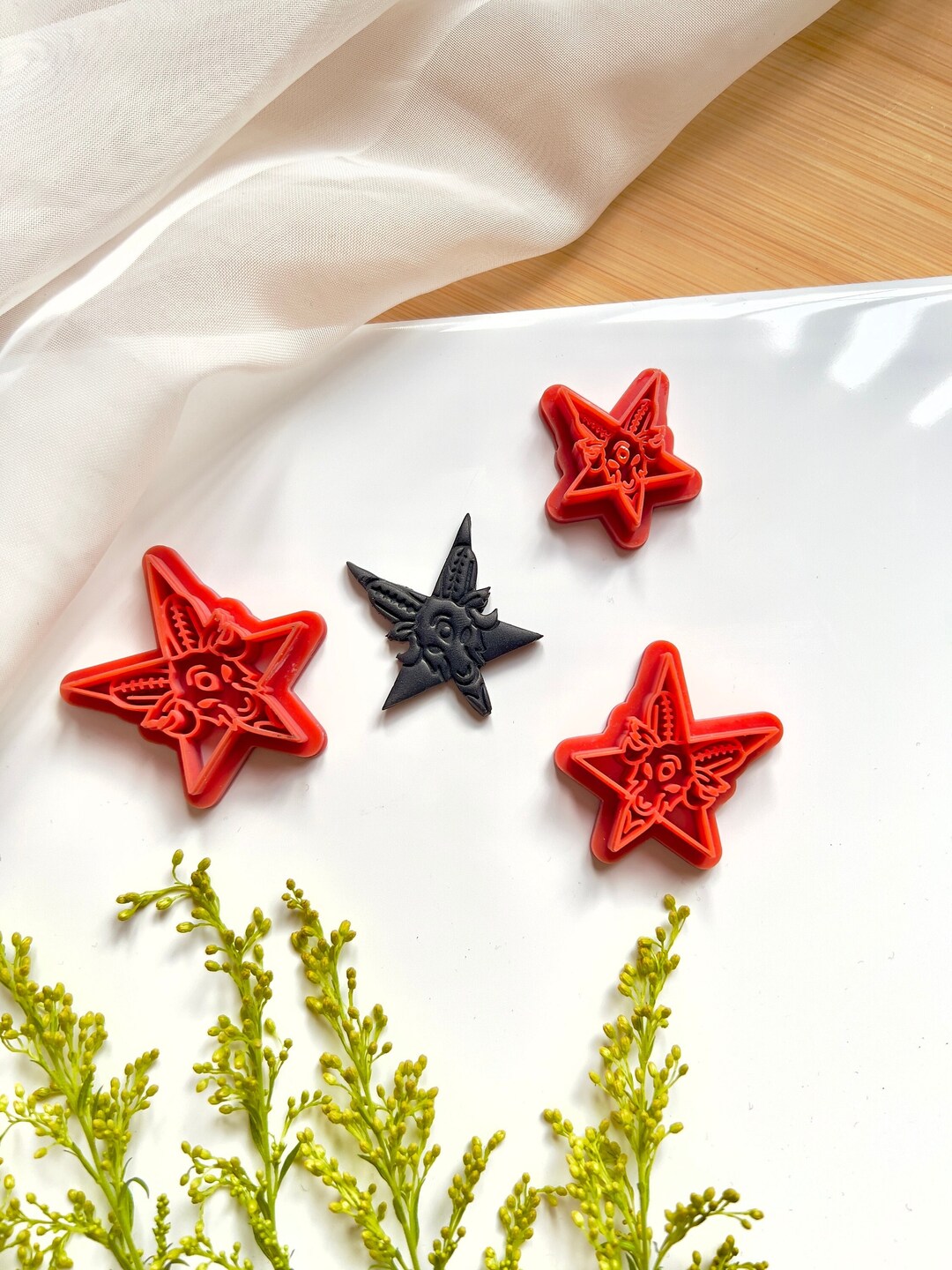 Satan With Pentagram Embossed Clay Cutter | Esoteric Polymer Clay ...