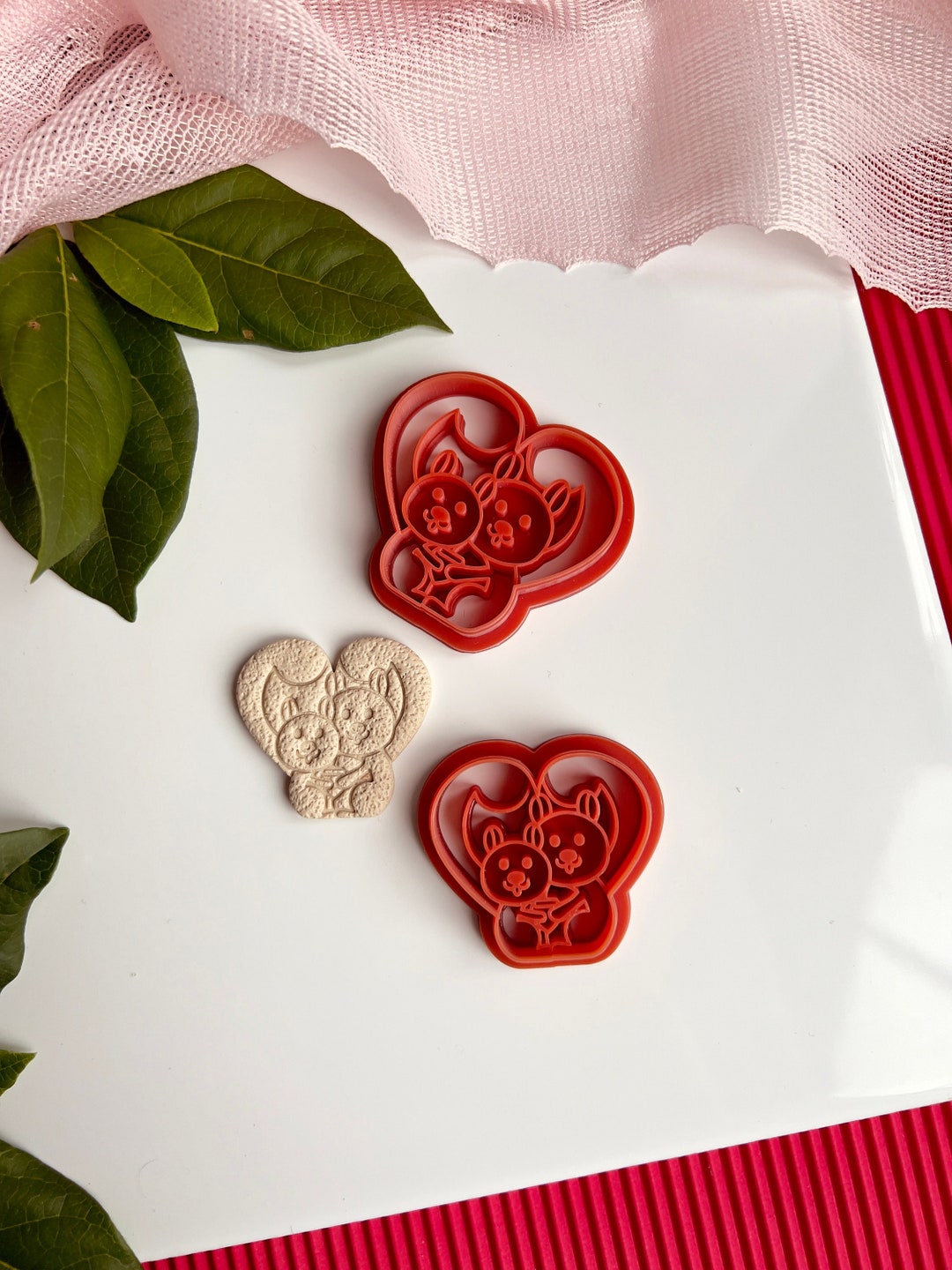 Squirrels Clay Cutter Cute Animals in Love Cutters Valentine's Polymer Clay Cutter Jewellery ...