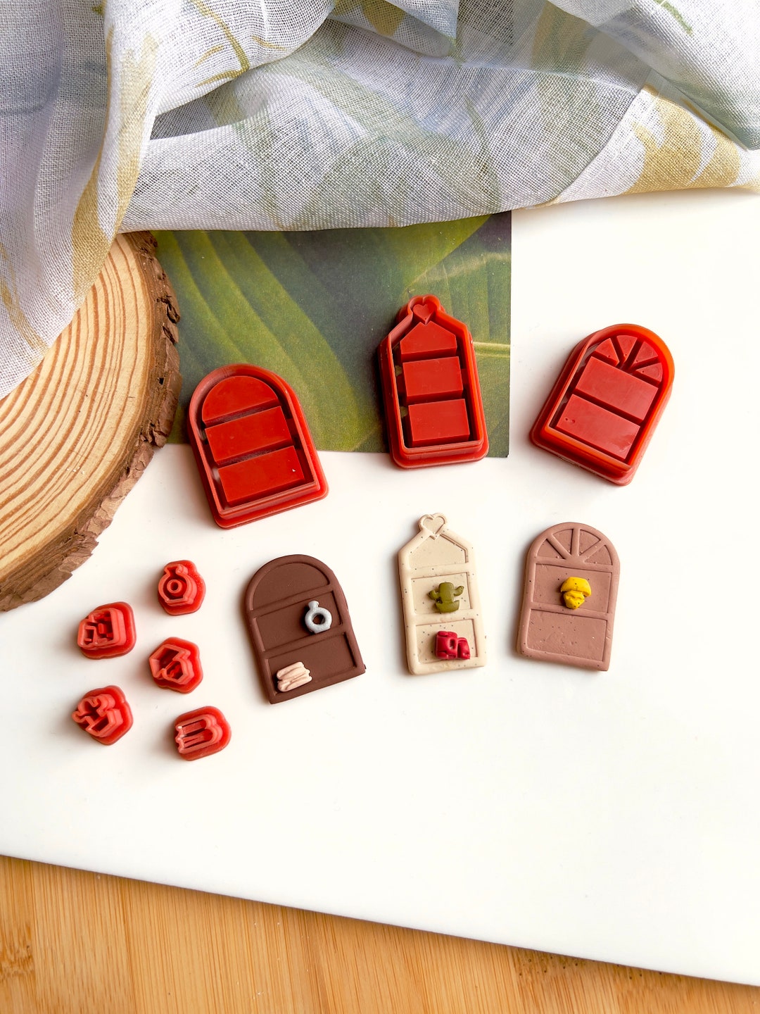 Bookshelf With Mini Decorations Set Clay Cutter | Micro Polymer Clay ...