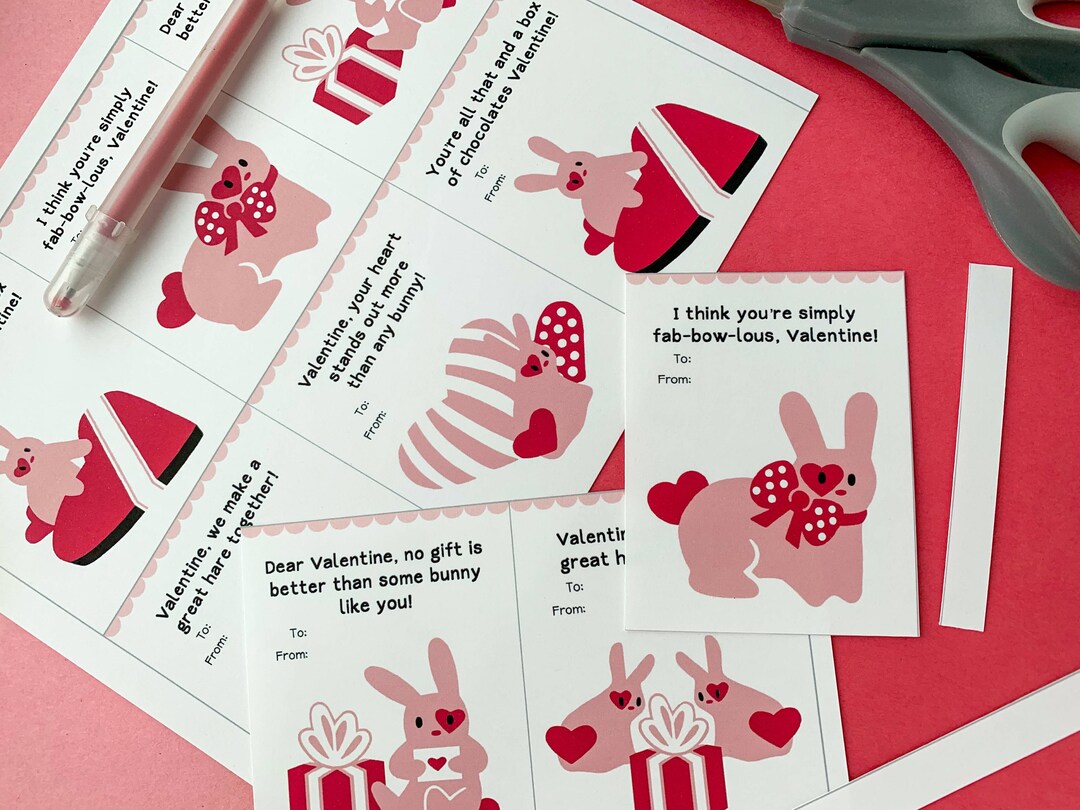 Printable Bunny Valentines Day Classroom Cards Instant Download - Etsy