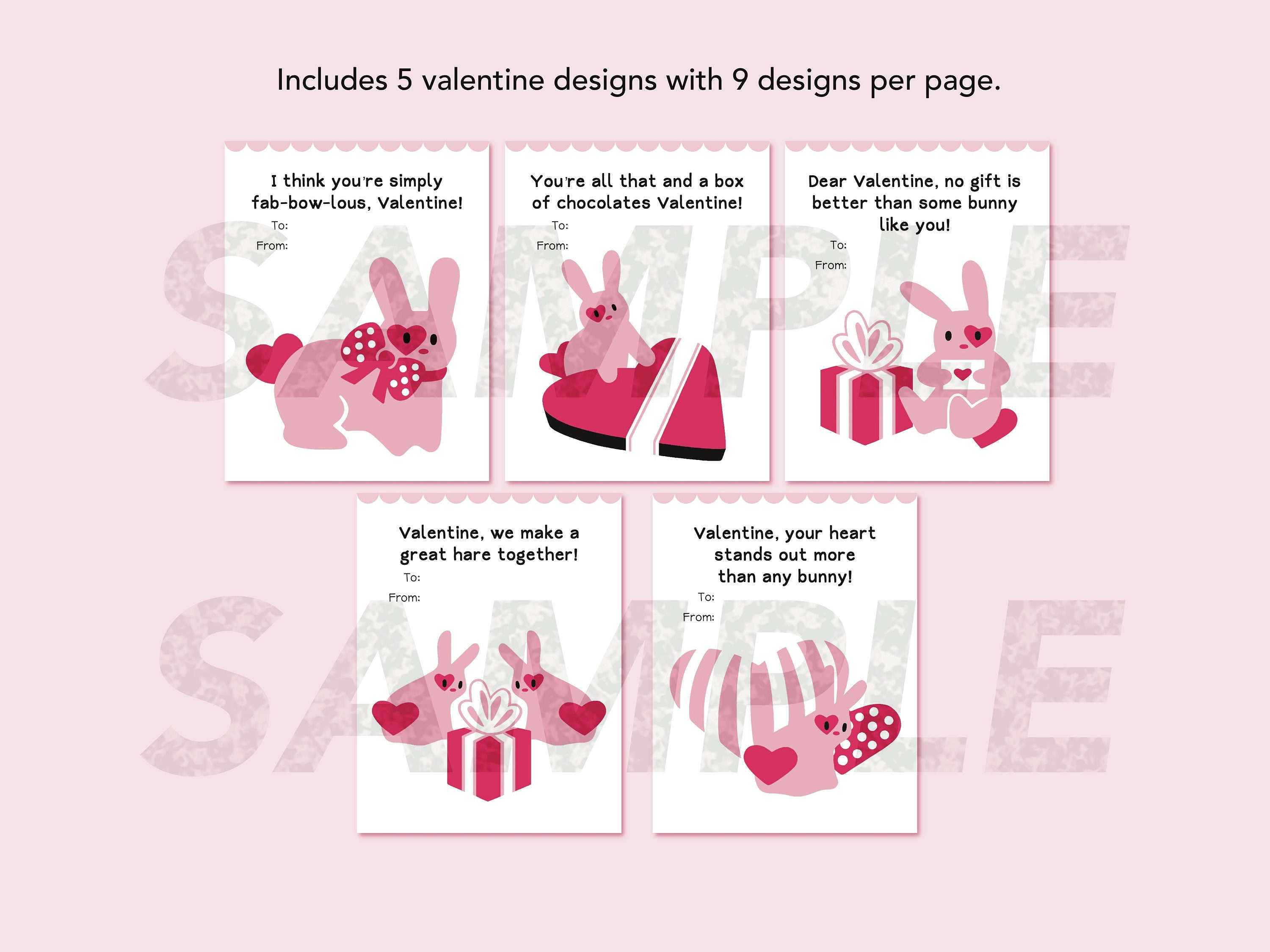 Printable Bunny Valentines Day Classroom Cards Instant Download - Etsy