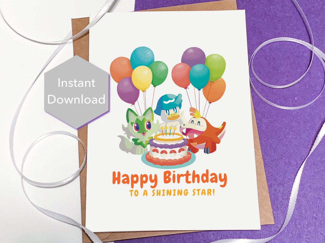 Printable Paldea Pals Kids Birthday Card Instant Download - Etsy