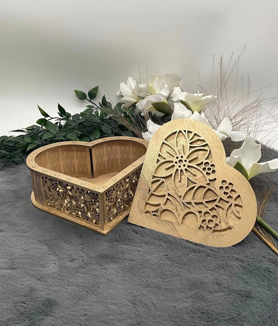 Heart Box, Wooden Box in Heart Shape, Laser Cut Box Heart Shape, Heart ...