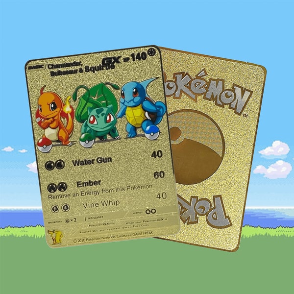 Charmander Bulbasaur Squirtle Card - Etsy