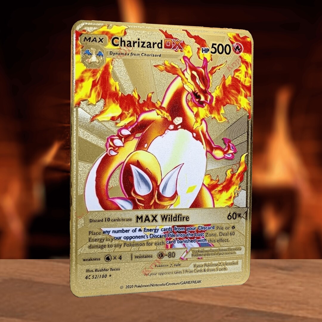 Charizard Dx Pokemon Card in Gold Metal - Etsy Australia