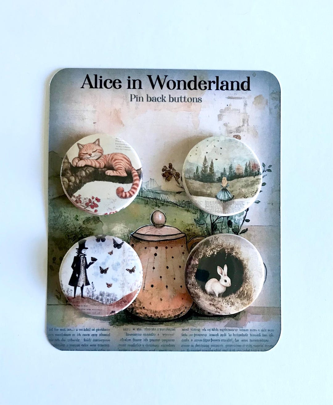 Alice in Wonderland Pins/alice in Wonderland Badges/set of 4 Alice in ...