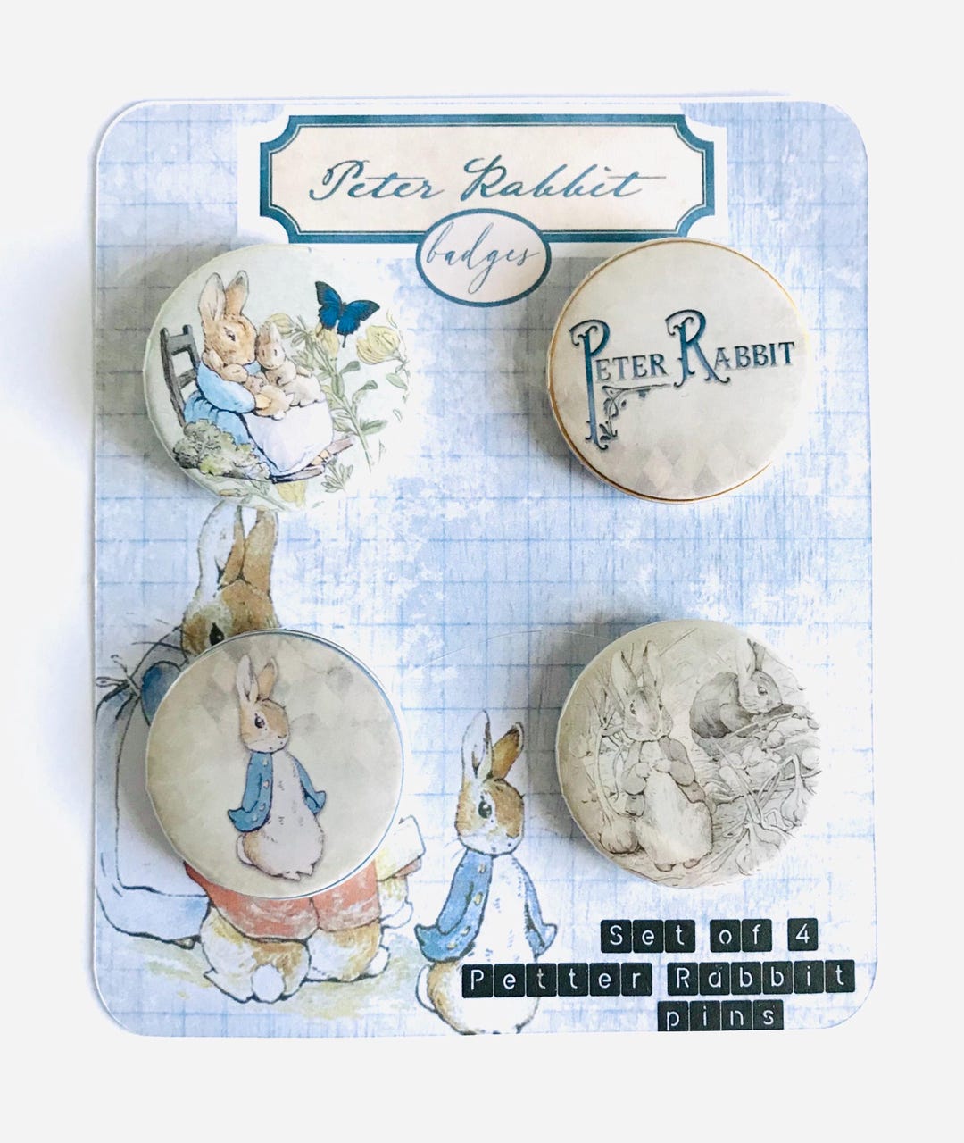Peter Rabbit Pins/peter Rabbit Badges/set of 4 Peter Rabbit Pins/peter ...