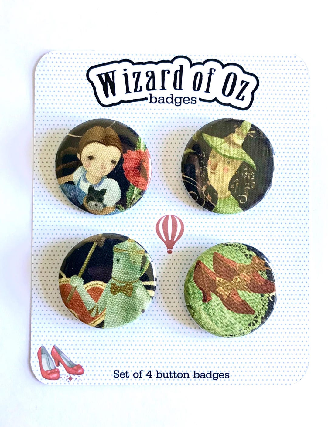 Wizard of Oz Pins/wizard of Oz Badges/set of 4 Wizard of Oz Pins/ruby Slippers Pins/dorothy Pin ...