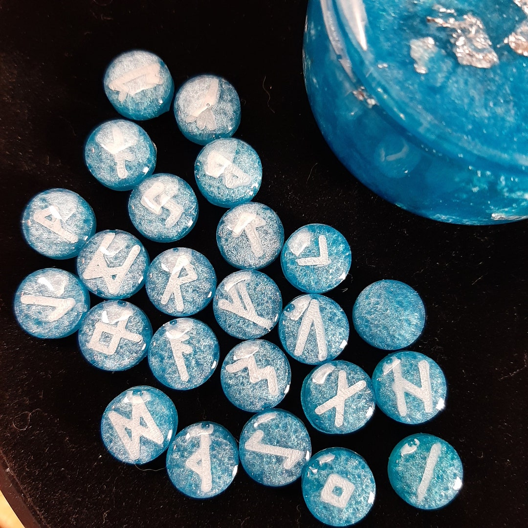 Blue Frozen Ice Mini Elder Futhark Rune Set Divination Norse Resin ...