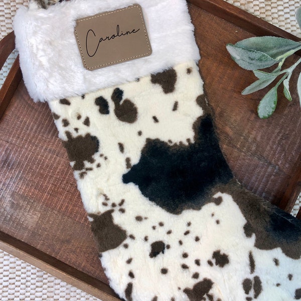 Personalized Cow Print Christmas Stocking - Etsy