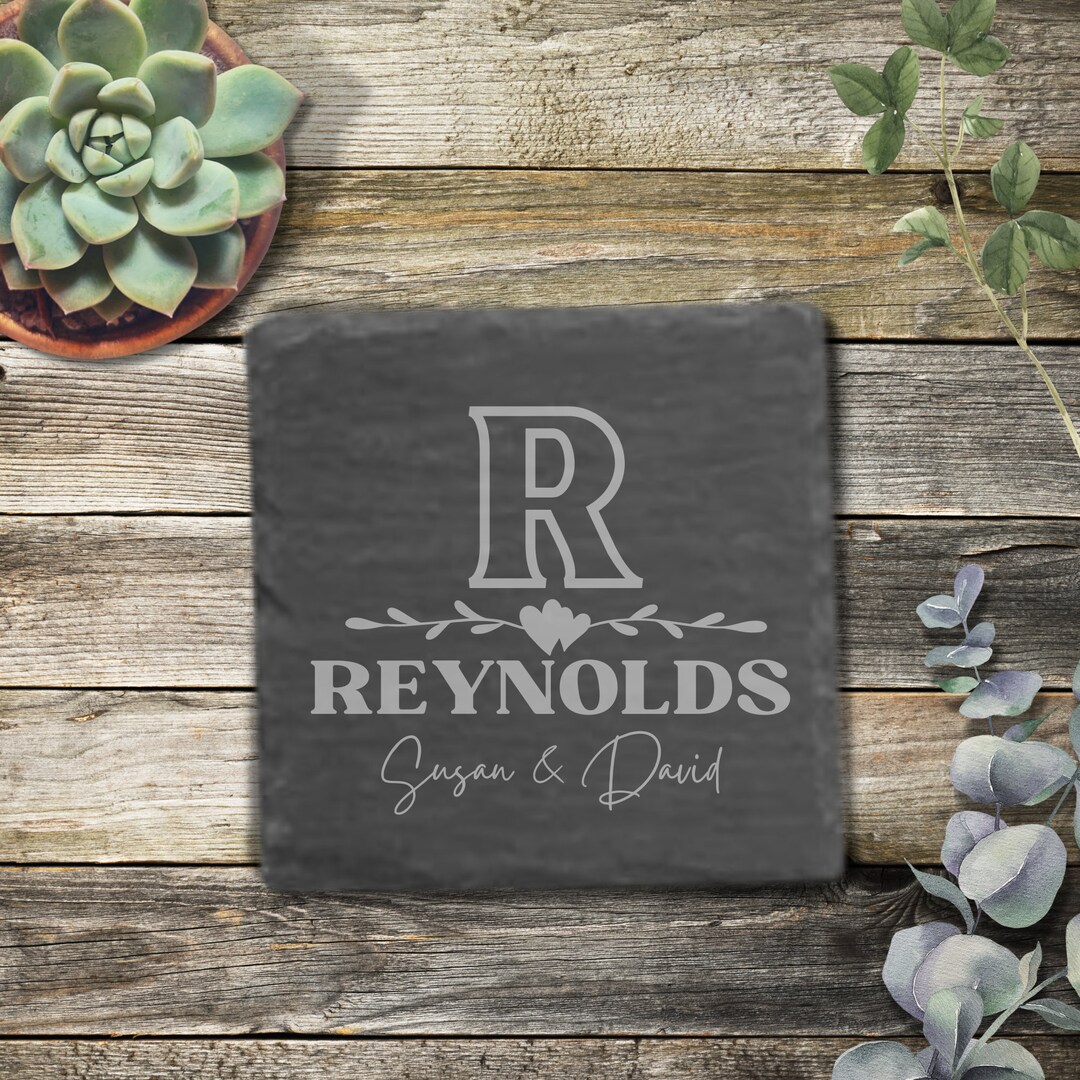Personalized Slate Coaster Couple's Names - Custom Laser Engraved Slate ...