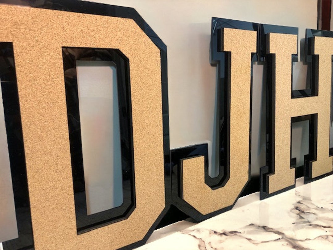 Initial Letter Cork Board 18" Name Sign With Acrylic Backer for Kids ...