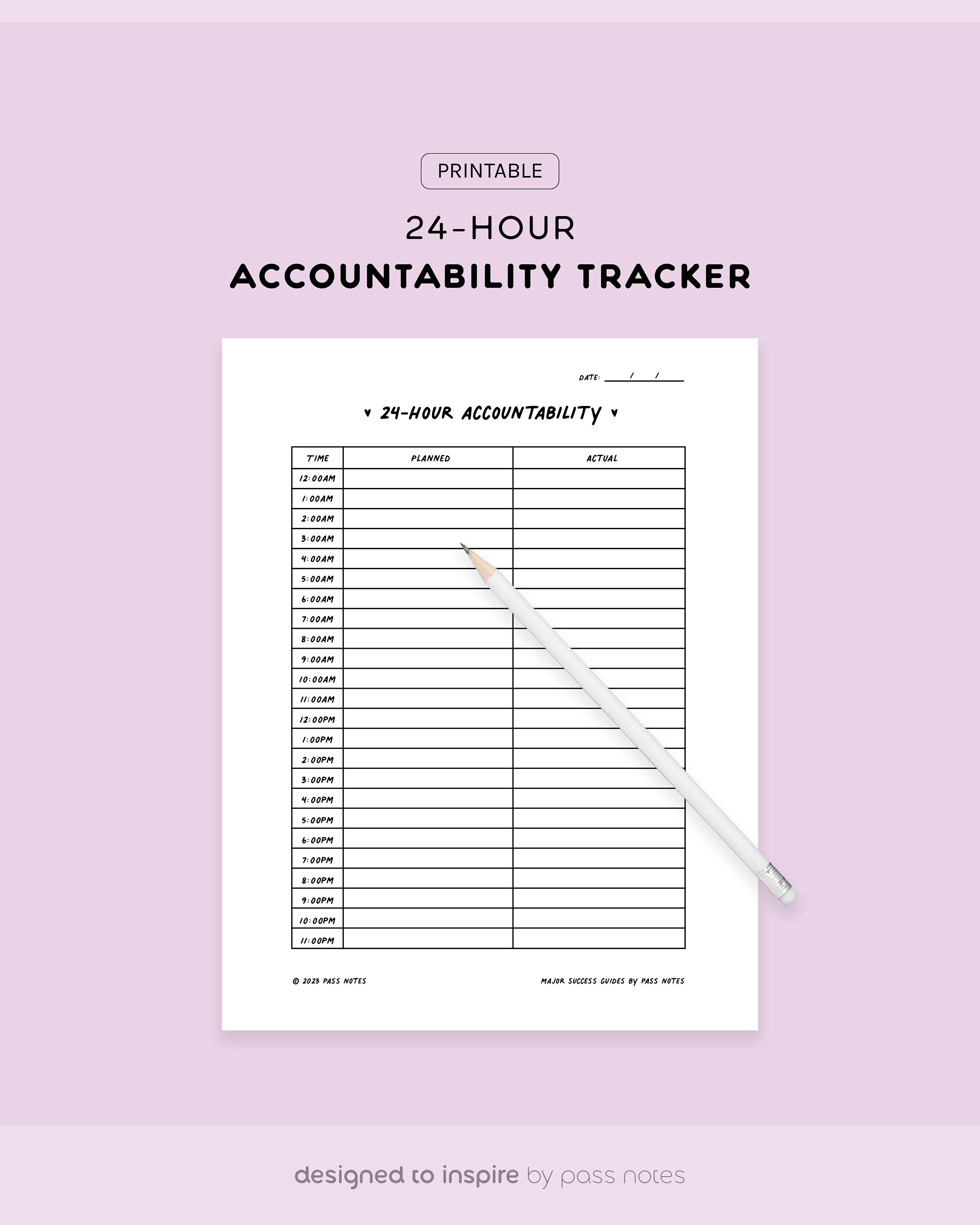 24-hour Accountability Tracker Sheet - Etsy