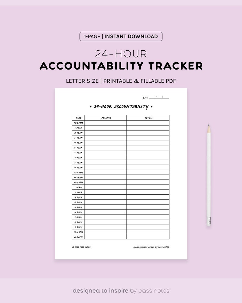24-hour Accountability Tracker Sheet - Etsy