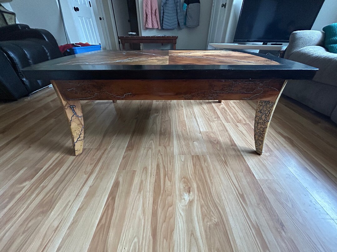 Fractal Burned Wood Epoxy Table - Etsy UK