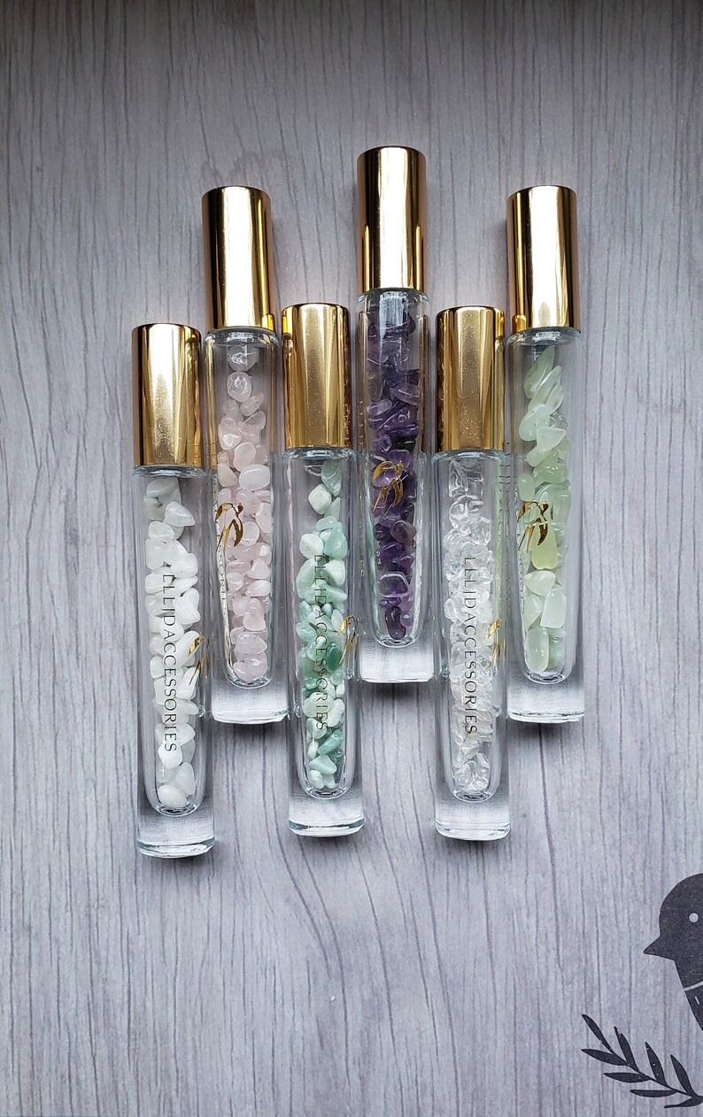 Roller Bottle With Crystals, Gemstone Roller Bottle, Sacred Essential Oil Roller Bottle, Crystal ...