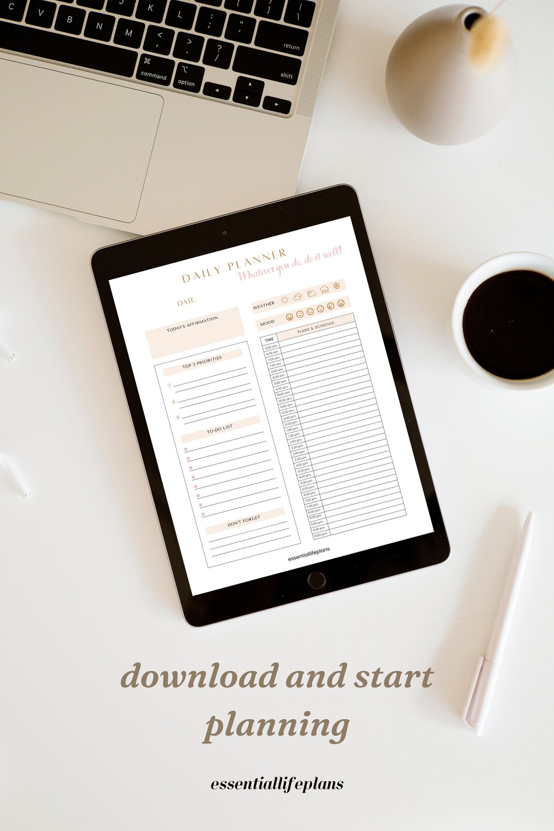 Daily Planner Printable, Day Planner Template, Printable Daily Agenda ...