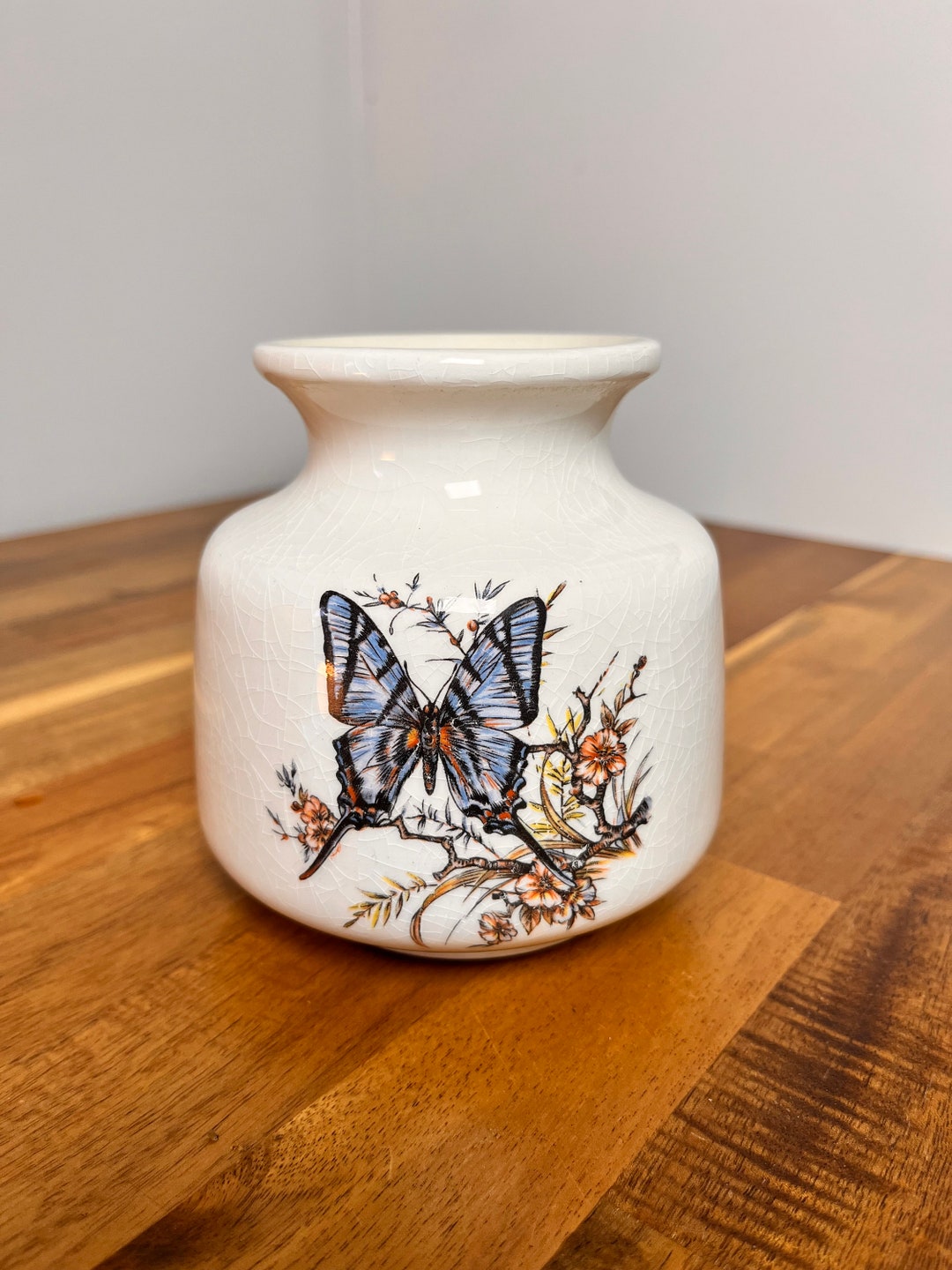 MCM Blue Butterfly Vase Marked USA. Butterfly Lover Gift - Etsy