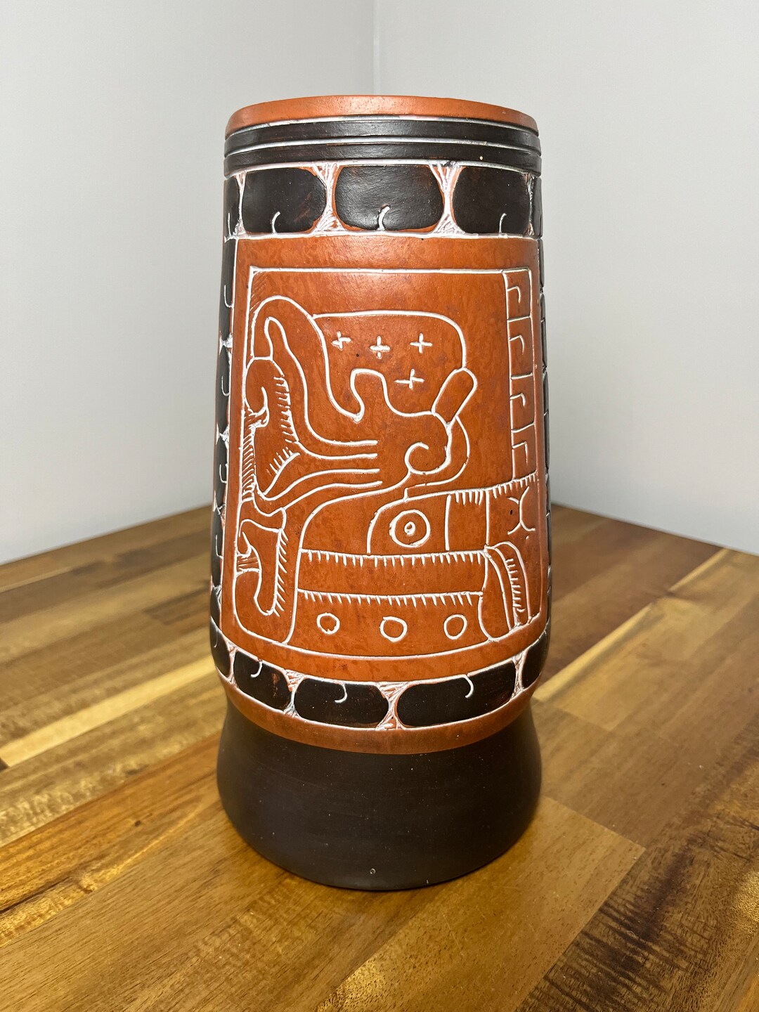 Vtg Signed Leopold De Mexico Aztec Clay Pottery 10 Vase - Etsy