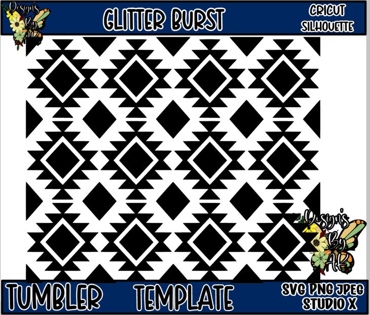 Aztec Glitter Burst SVG, Western Aztec Seamless Tumbler Wrap, Glitter ...