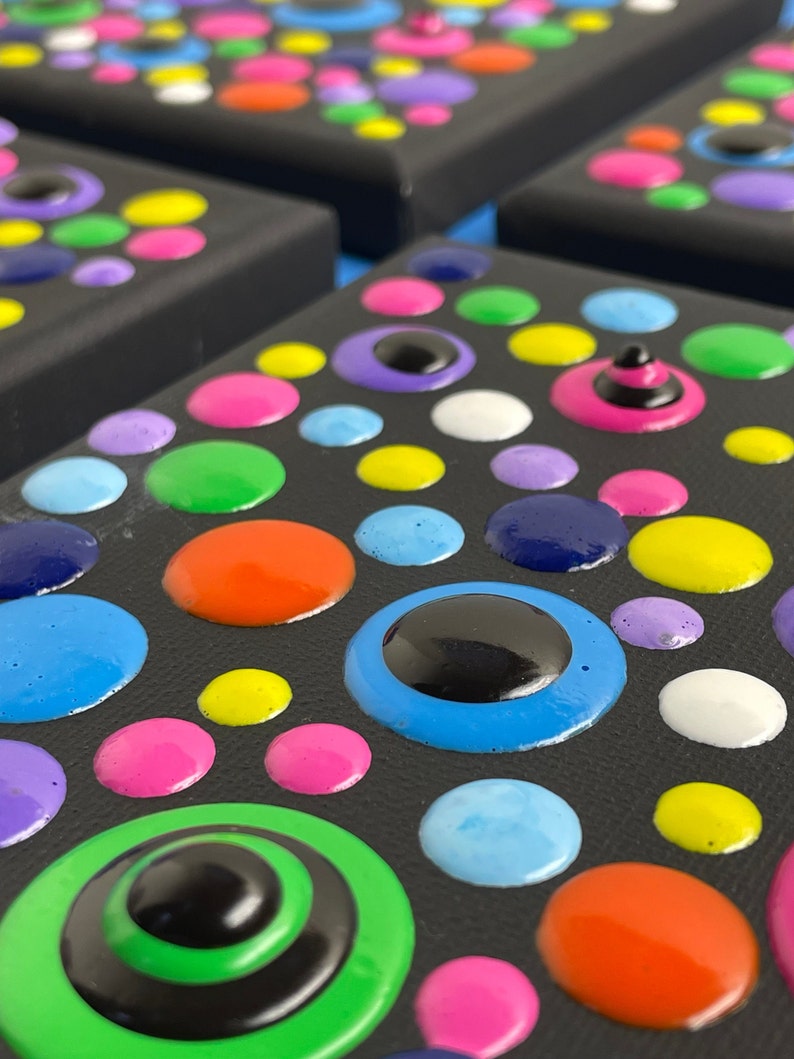 Hand Painted Multi-color 3D Blob Art, Set of 4 - Etsy