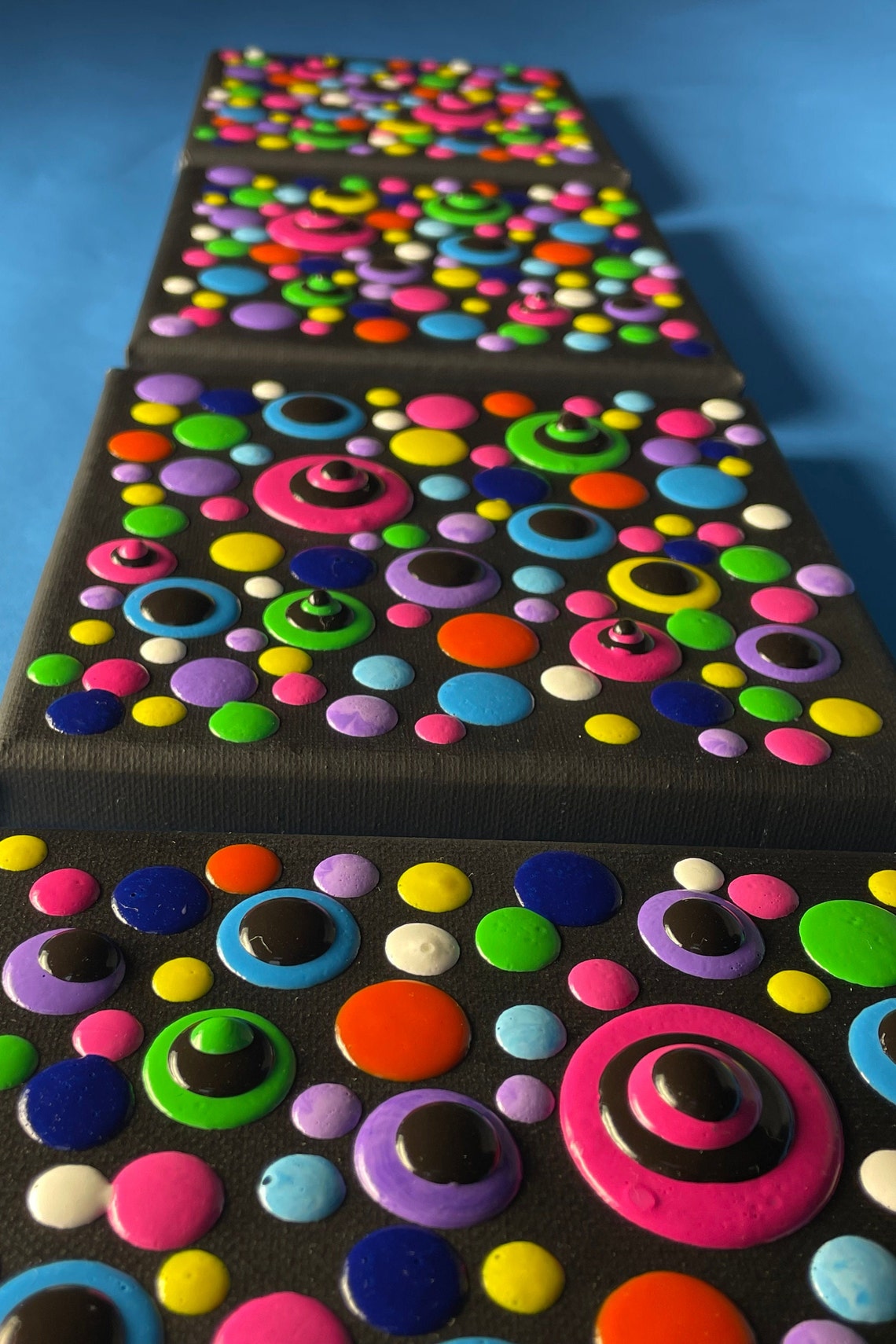 Hand Painted Multi-color 3D Blob Art, Set of 4 - Etsy