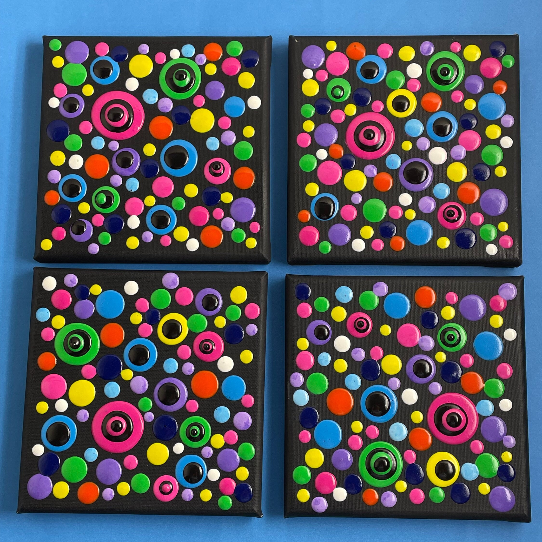 Hand Painted Multi-color 3D Blob Art, Set of 4 - Etsy