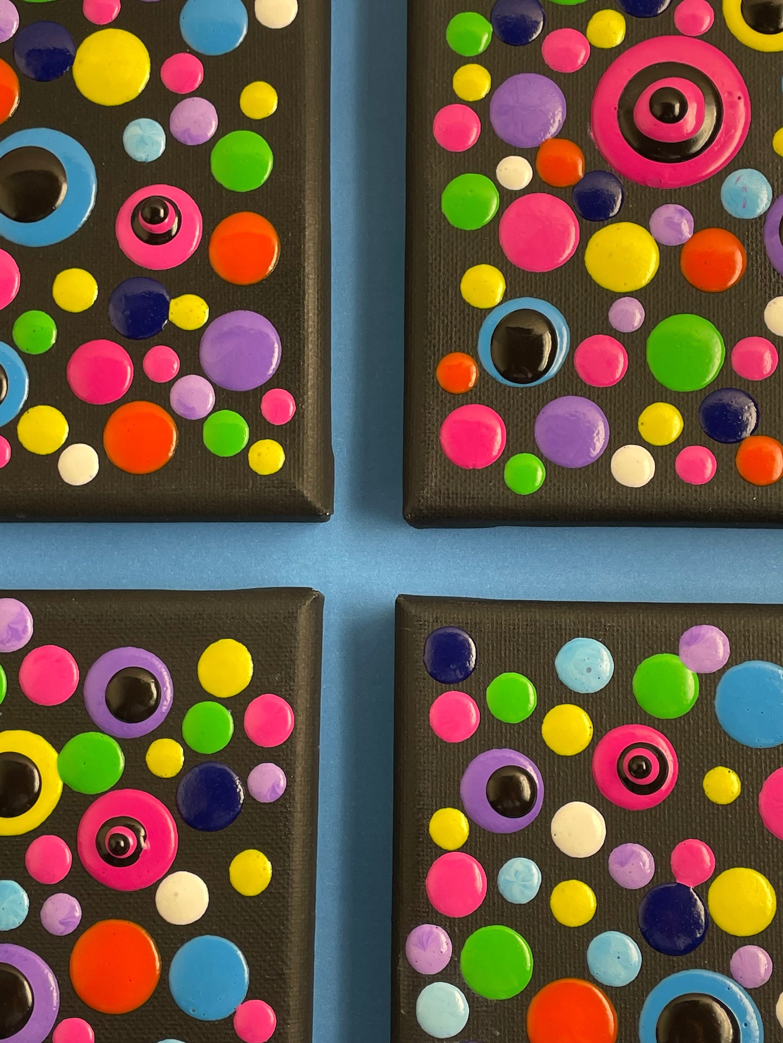 Hand Painted Multi-color 3D Blob Art, Set of 4 - Etsy