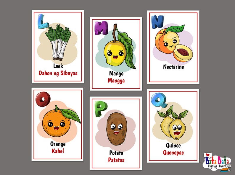 Fruits and Vegetables Filipino Words - Tagalog Words - Prutas at Gulay ...