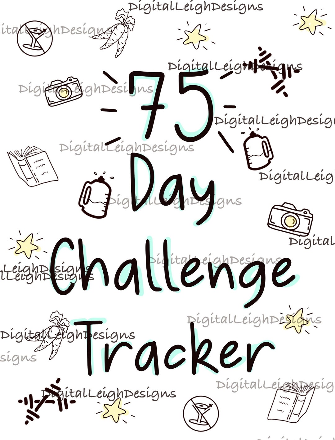 75 Day Challenge Printable Tracker - Etsy