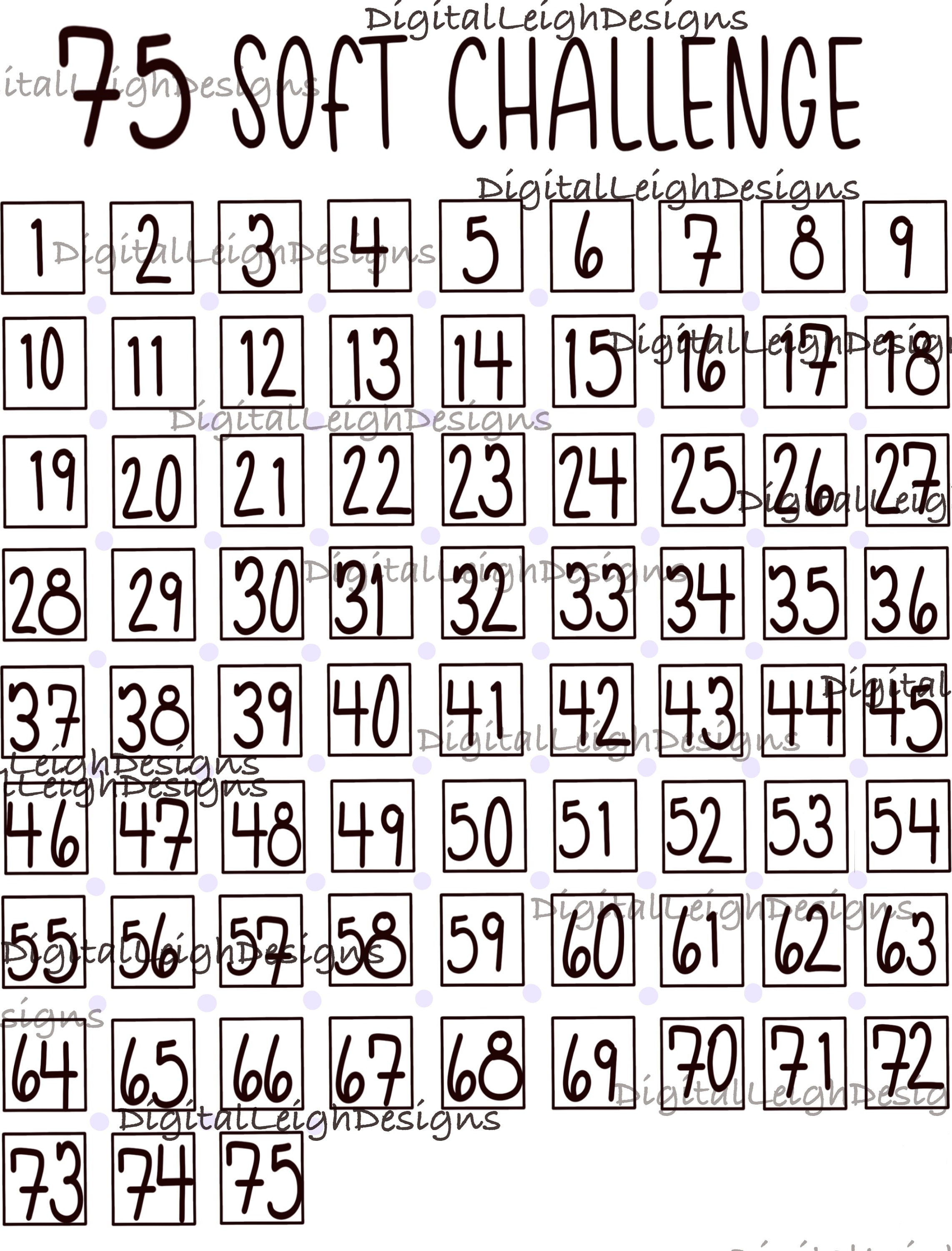 75 Day Challenge Printable Tracker - Etsy