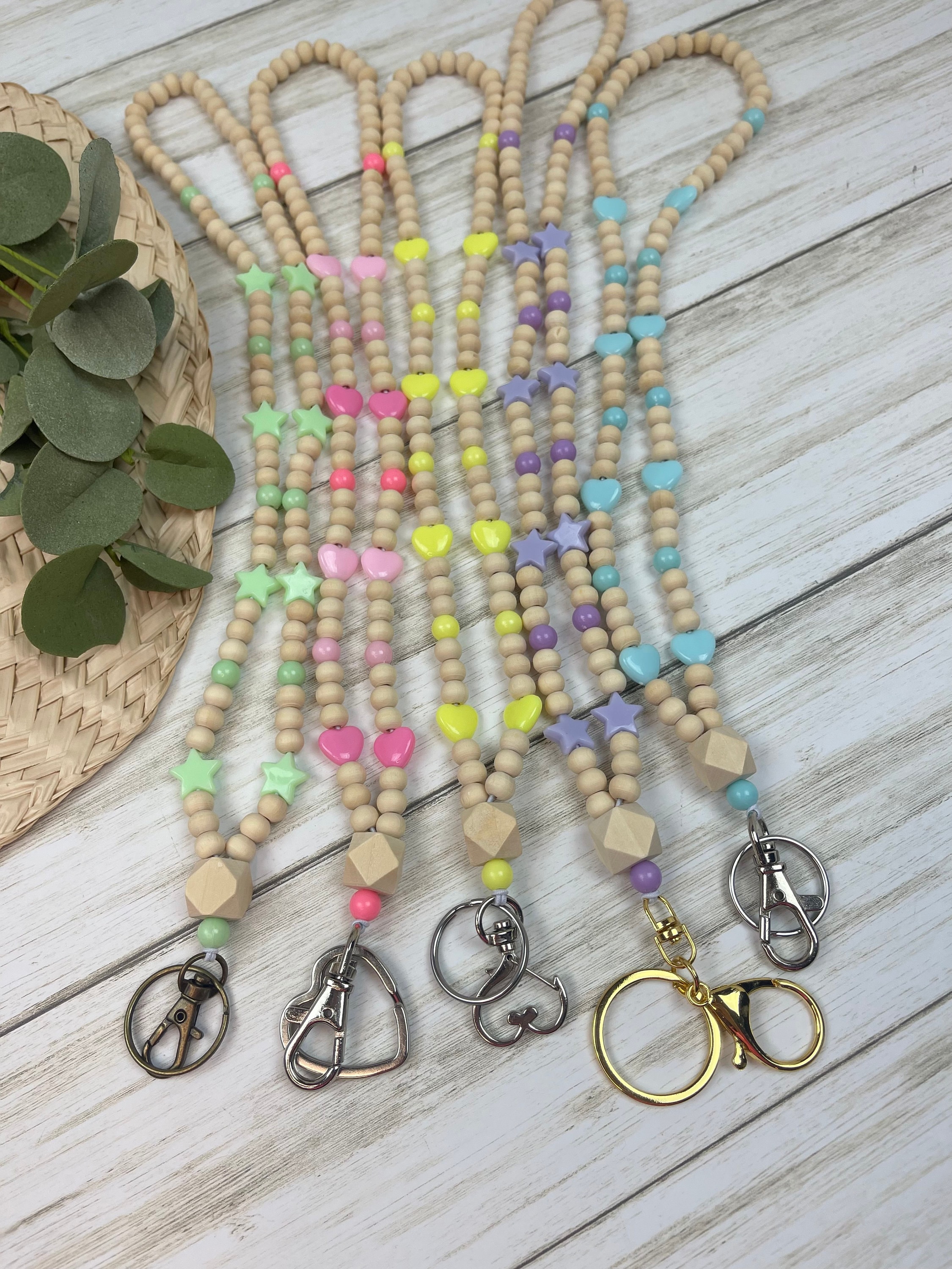 Heart Beaded Teacher Lanyard With ID Holder, Teacher Lanyard, Teacher ...