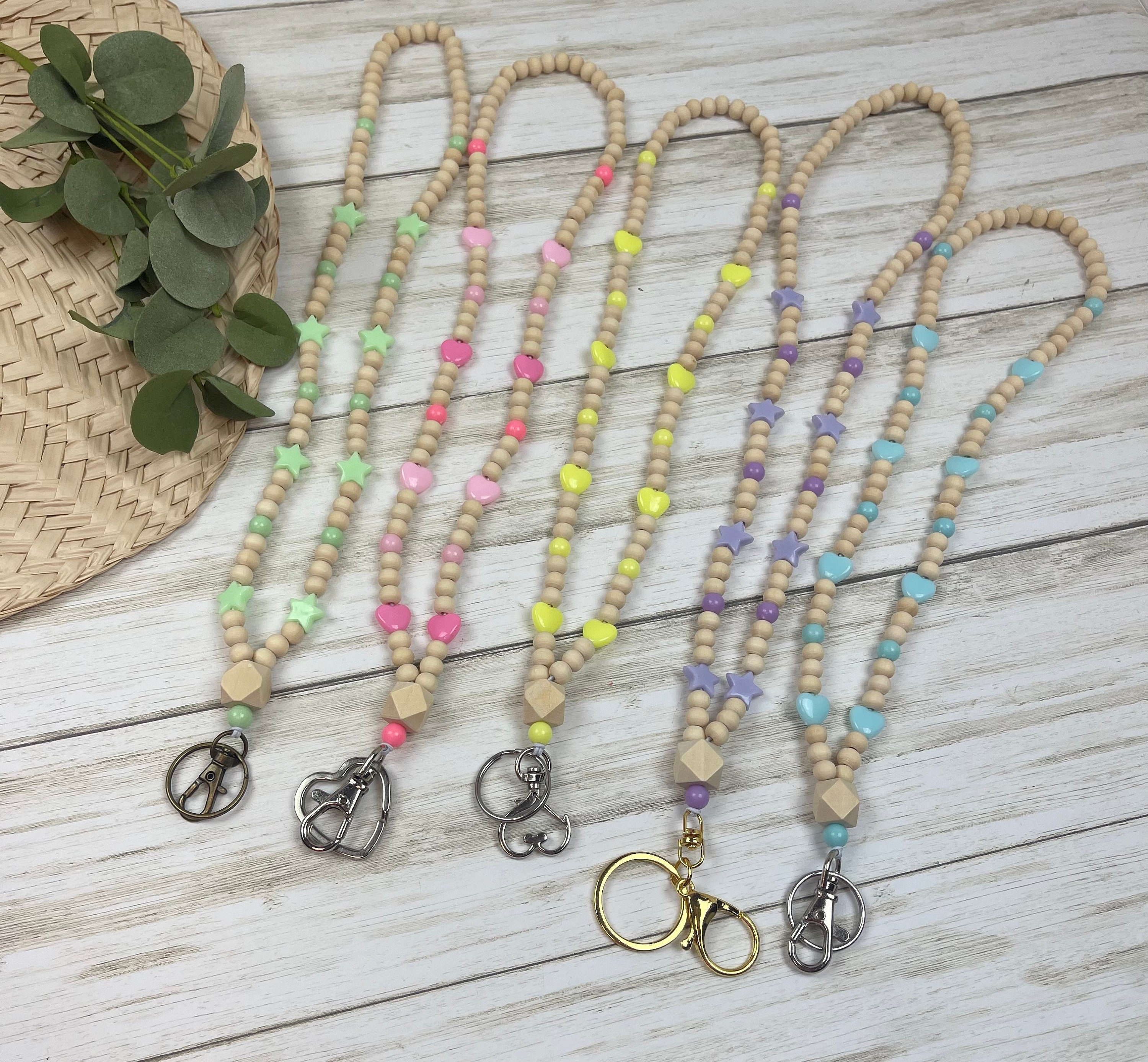 Heart Beaded Teacher Lanyard With ID Holder, Teacher Lanyard, Teacher ...