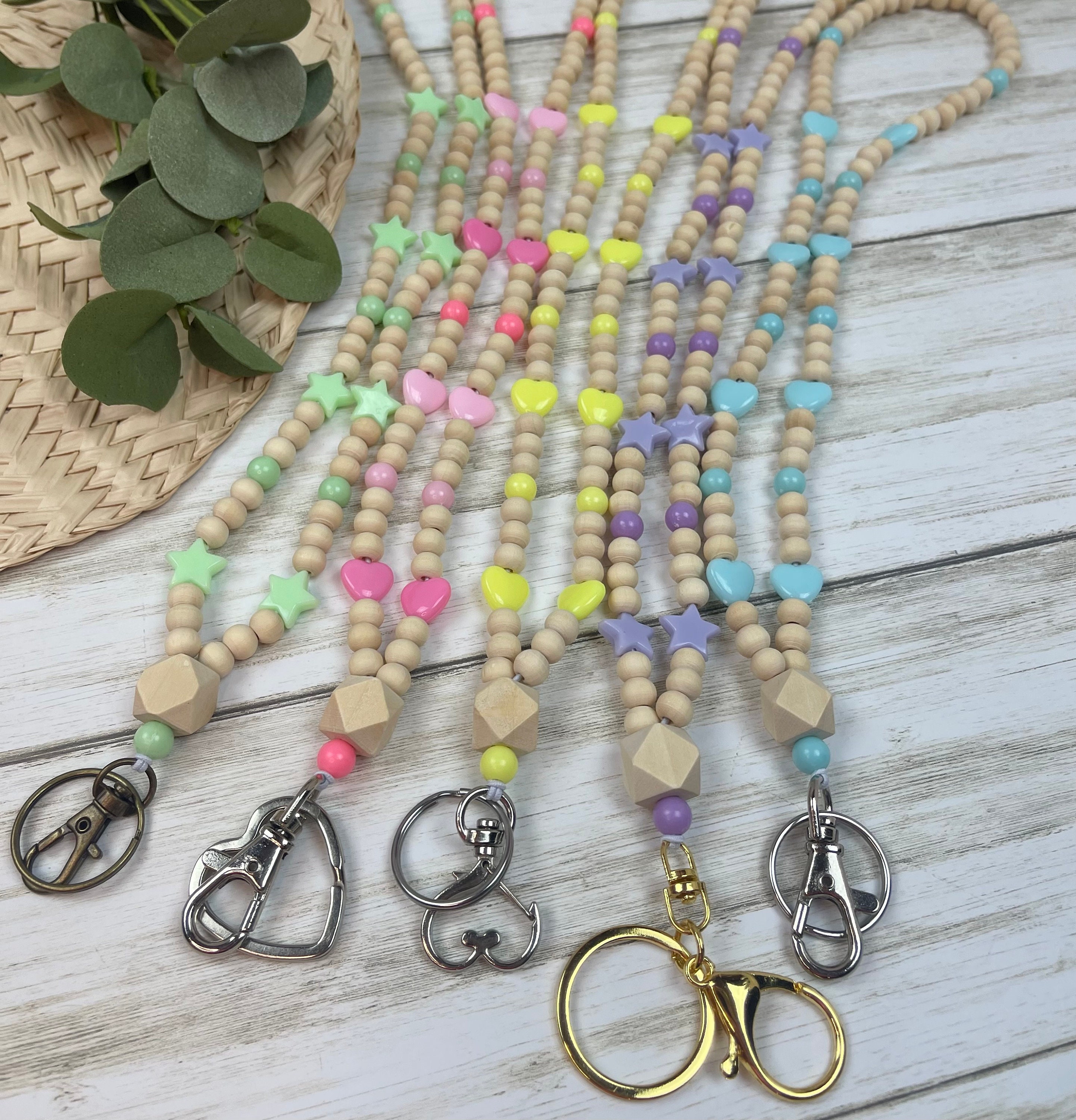 Heart Beaded Teacher Lanyard With ID Holder, Teacher Lanyard, Teacher ...