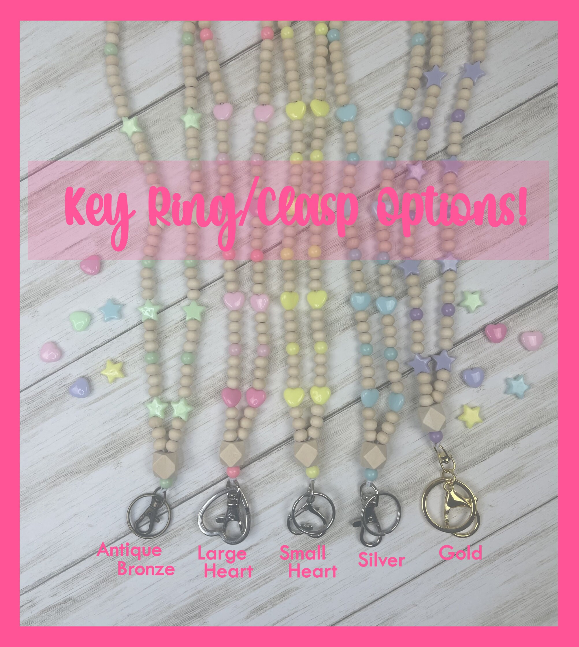 Heart Beaded Teacher Lanyard With ID Holder, Teacher Lanyard, Teacher ...