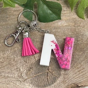 Personalized Letter Keychain, Custom Resin Initial Keychain, Custom ...