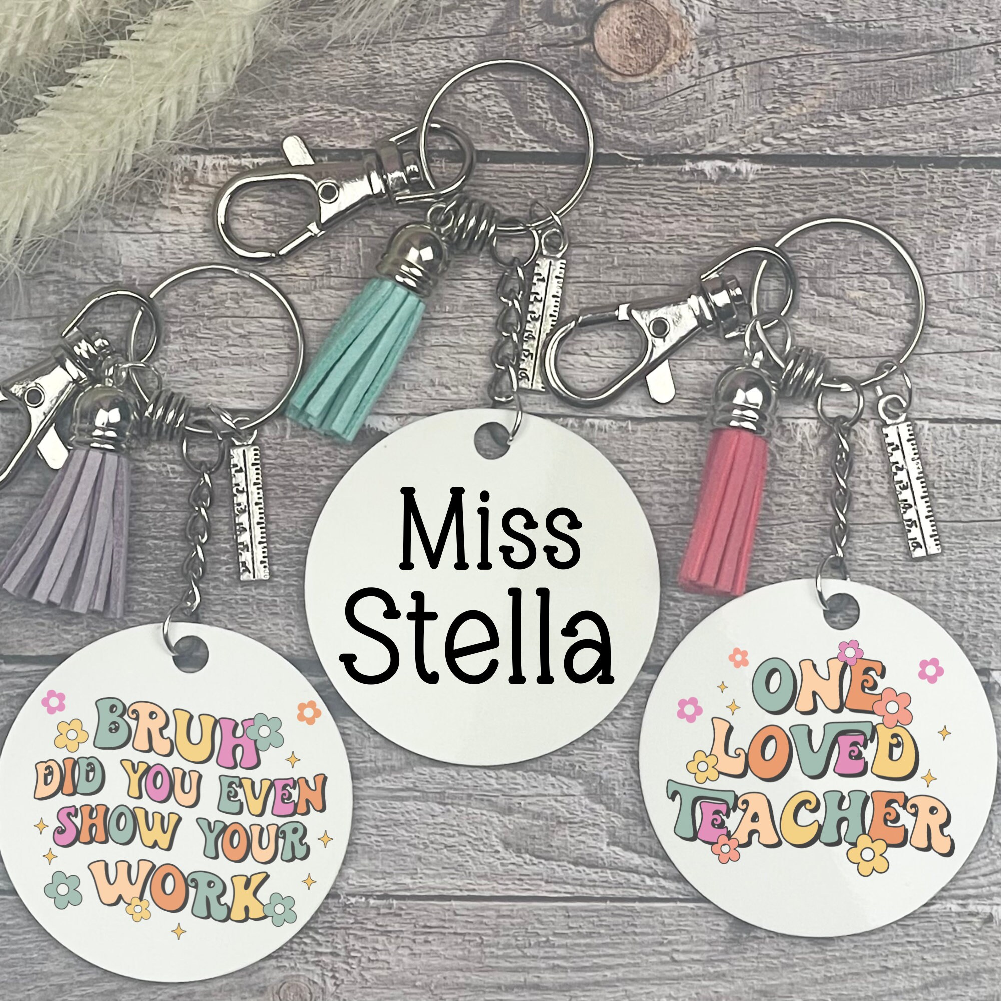 Retro Teacher Keychains, Keychains, Personalized Teacher Keychain ...