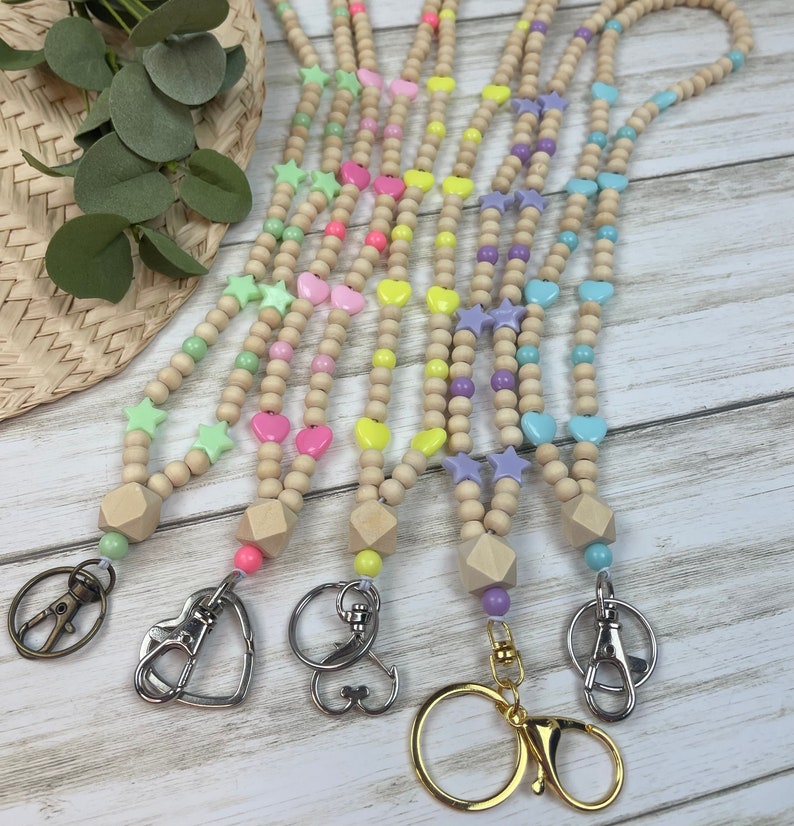 Heart Beaded Teacher Lanyard With ID Holder, Teacher Lanyard, Teacher ...