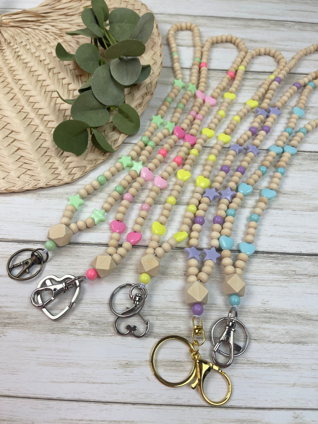 Heart Beaded Teacher Lanyard With ID Holder, Teacher Lanyard, Teacher ...