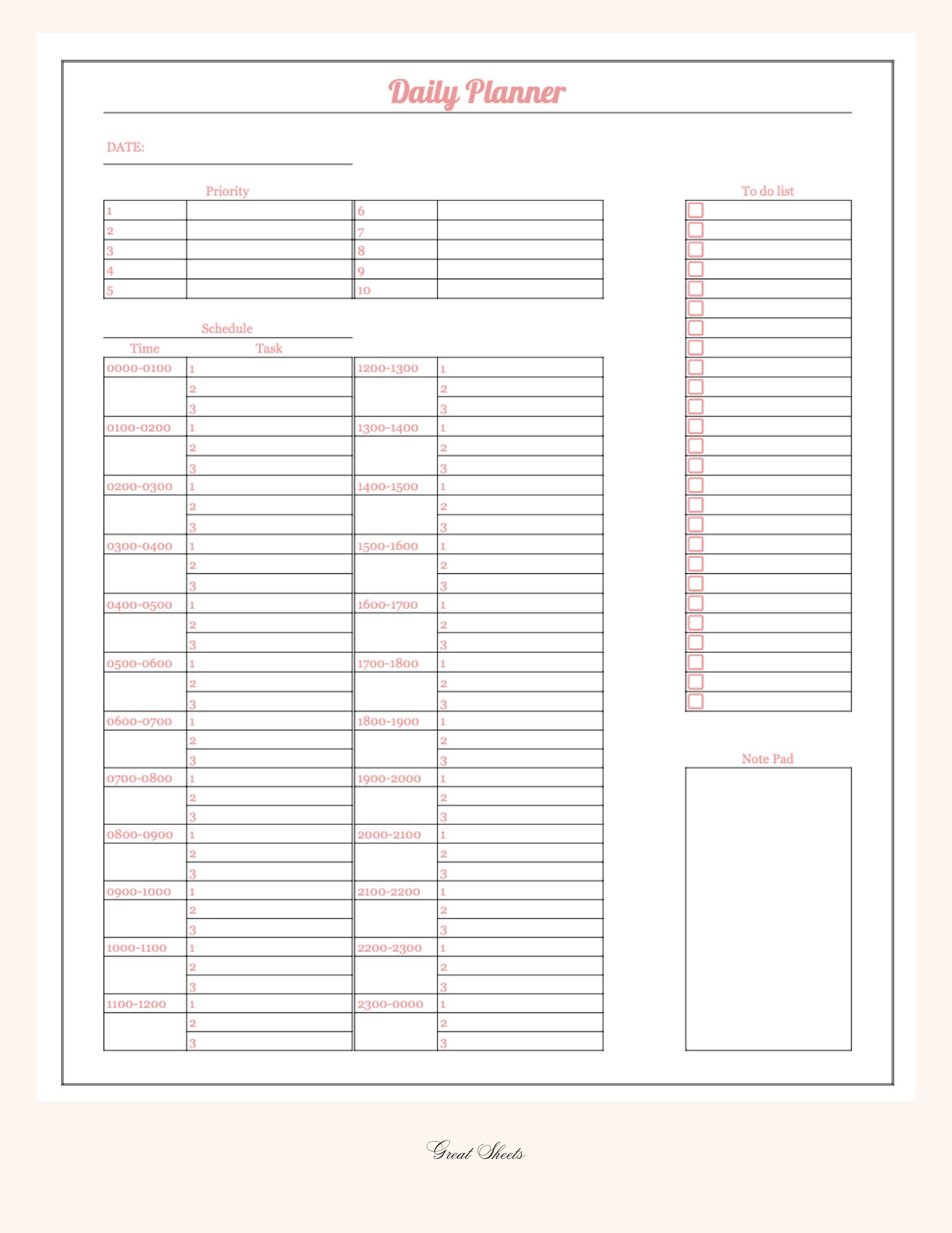 Daily Schedule Planner, Digital Planner, Weekly Planner Schedule ...