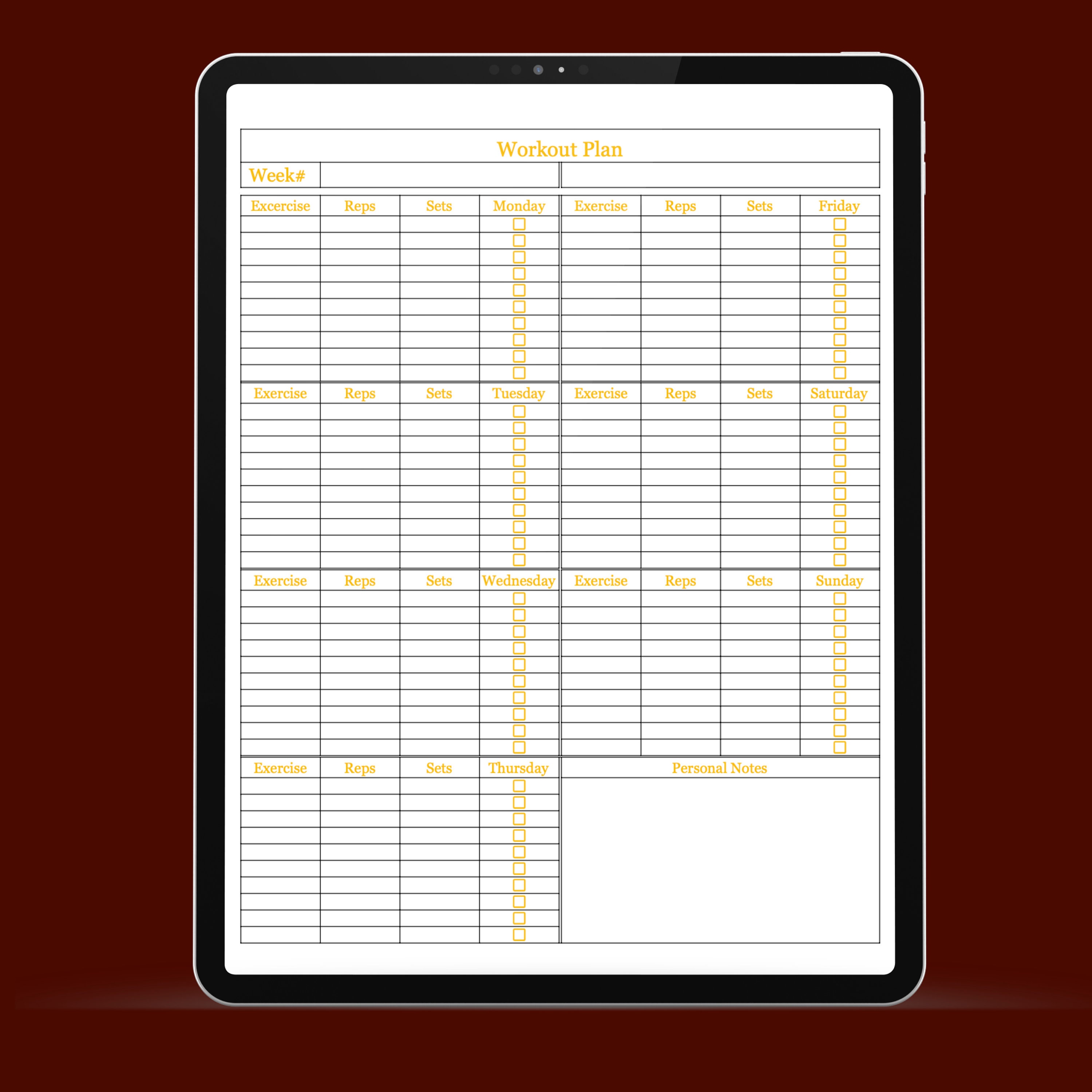 Workout Planner Summer 2024, Workout Plan Spreadsheet, Printable ...